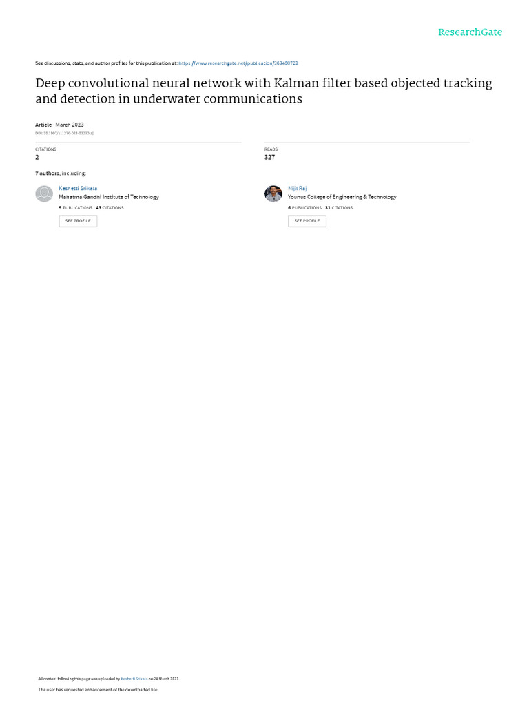 Deep Convolutional Neural Network With Kalman Filter Based Objected Tracking And Detection In