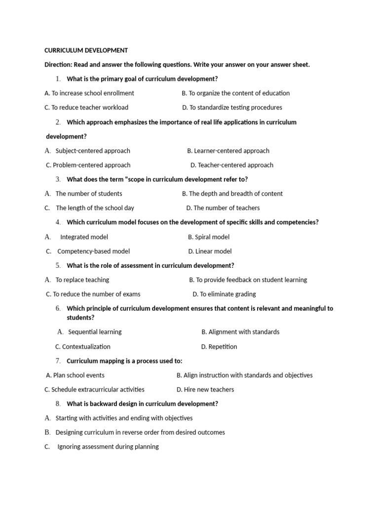 Curriculum Development | PDF | Curriculum | Educational Assessment