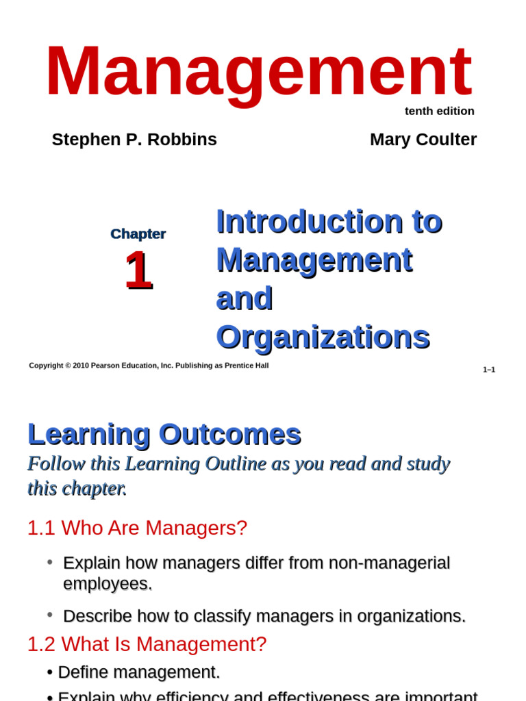 Chap 1 Introduction To Management and Organizations | PDF | Skill | Goal