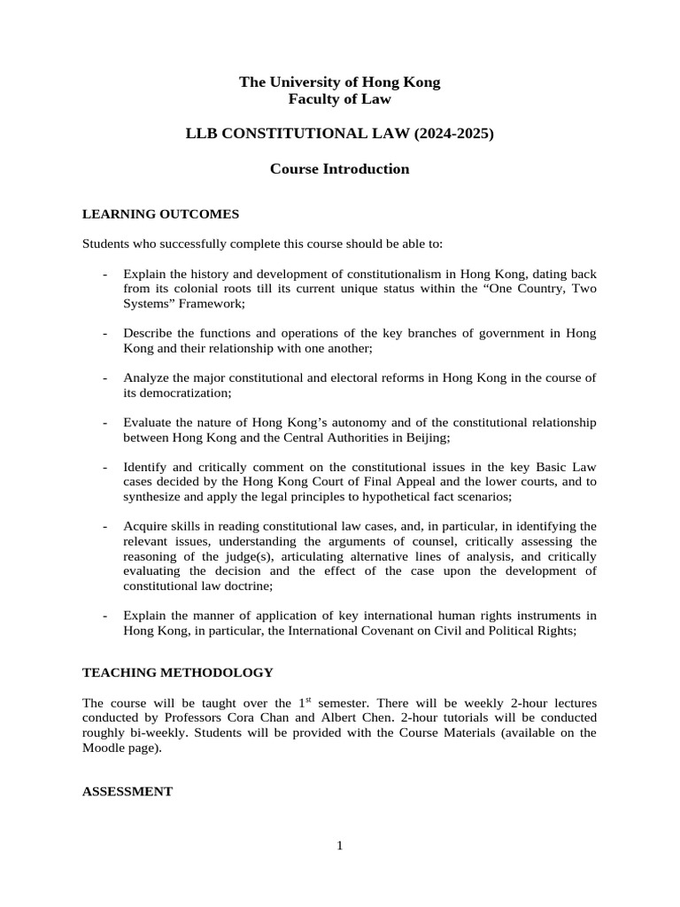 Constitutional Law Course Outline | PDF | Justice | Crime & Violence