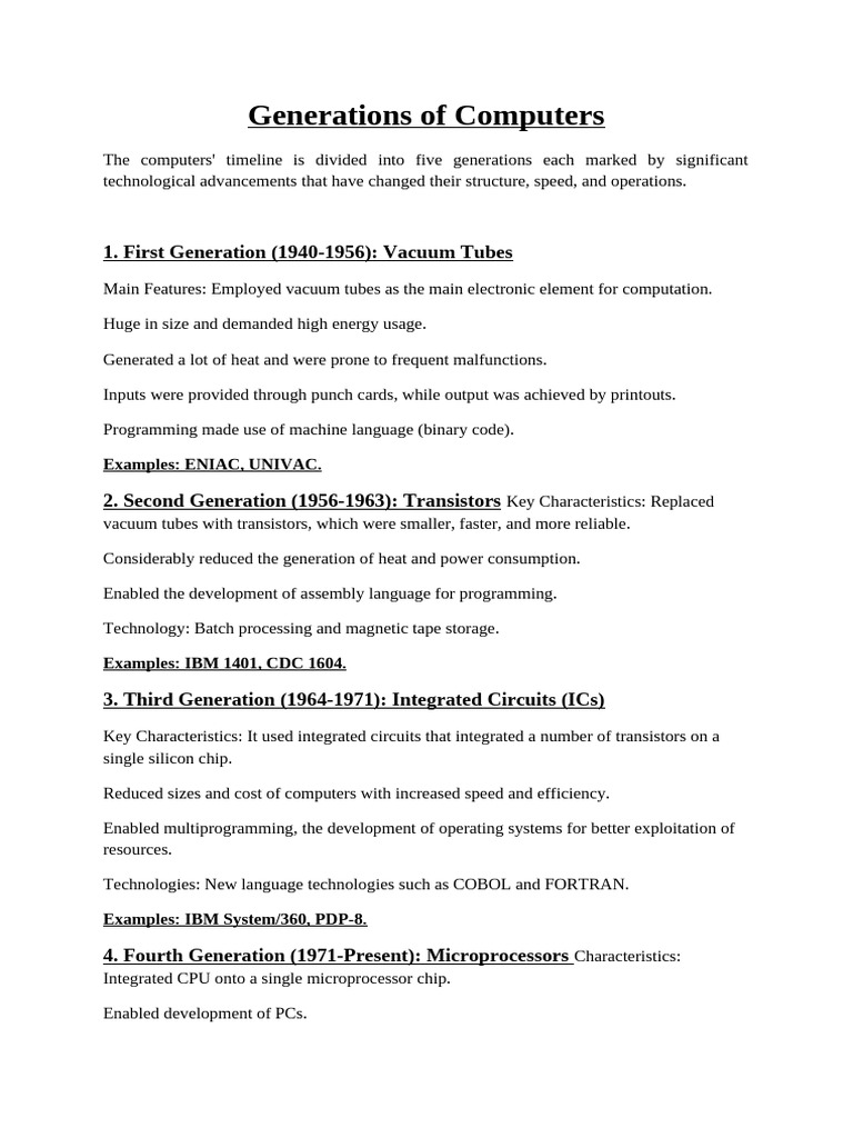 Generations of Computers | PDF | Computer Data Storage | Solid State Drive
