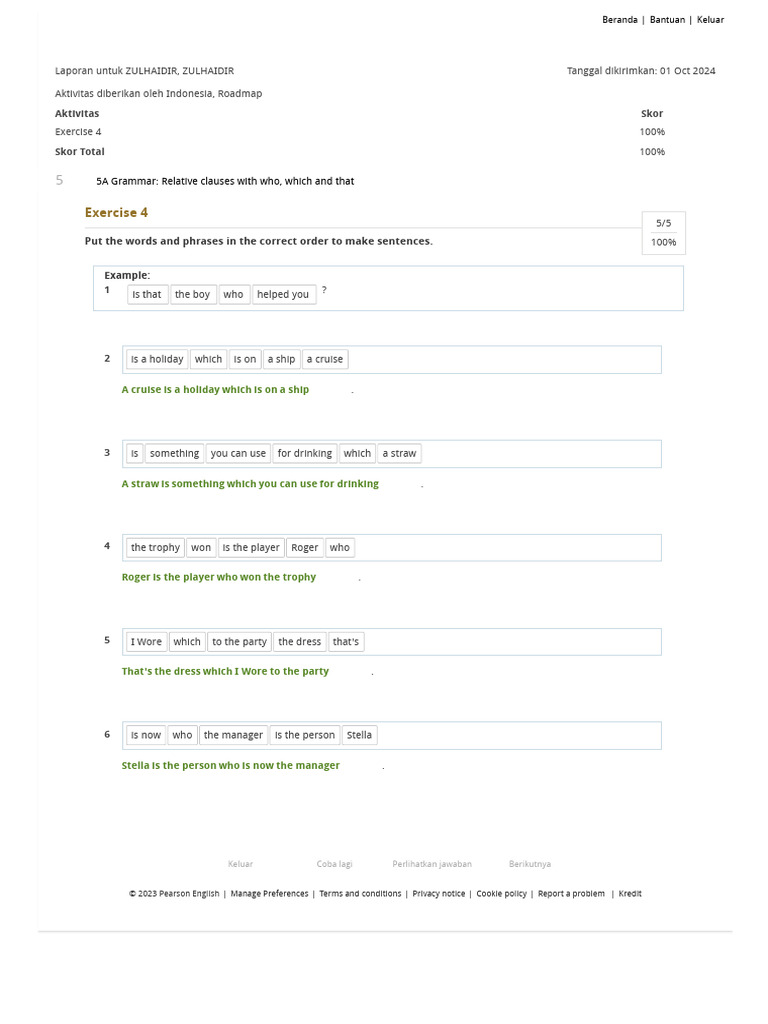 Exercise 4 - Mode - Laporan - Unit 5 - 5A Grammar - Relative Clauses With Who, Which and That ...