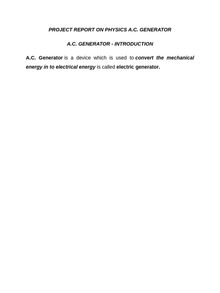 Ac Generator Pdf Electric Generator Electromagnetic Induction