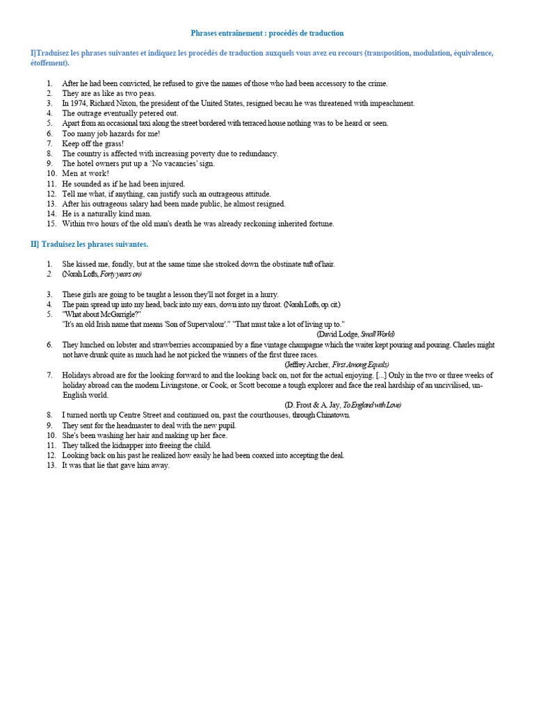 Techniques de traduction en anglais | PDF