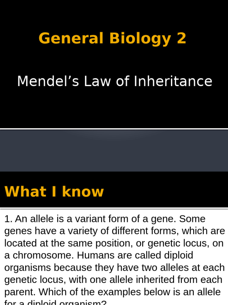 General Biology 2 Law of Inheritance | PDF | Allele | Genotype