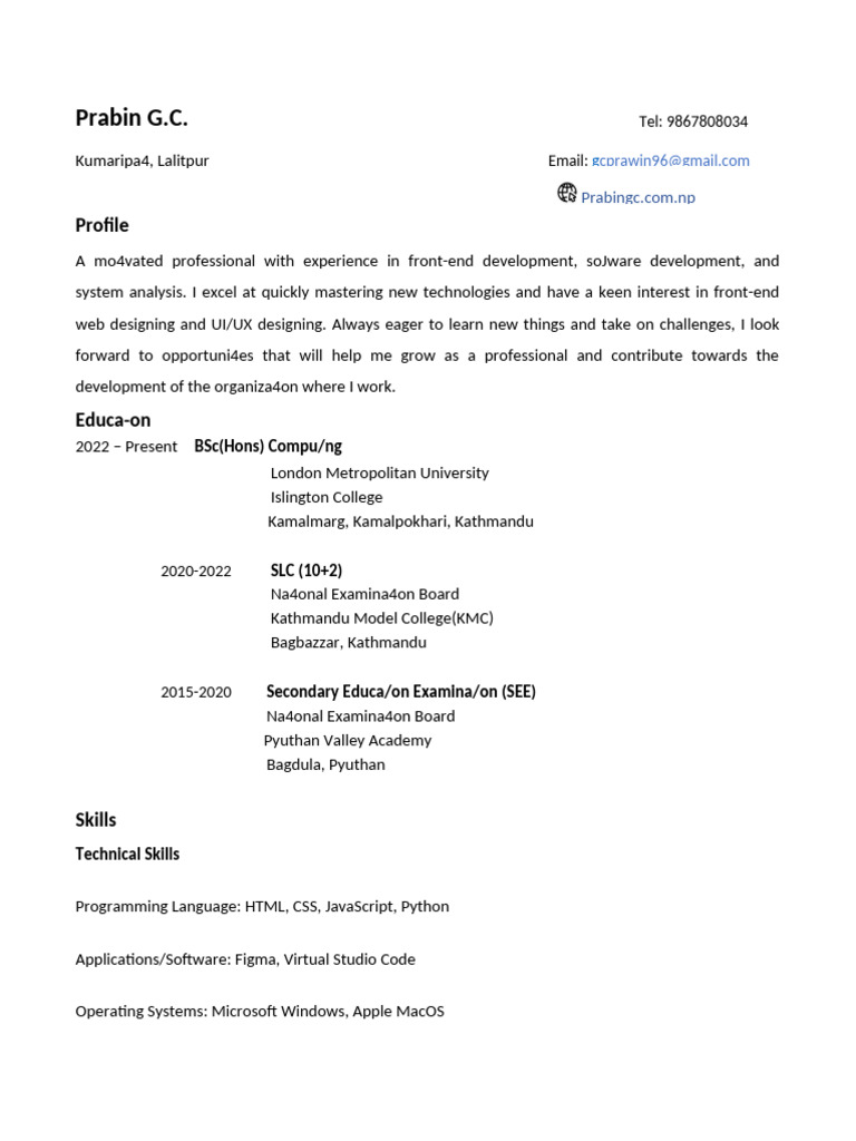 Prabin G.C.CV | PDF | Amazon Web Services | Application Software