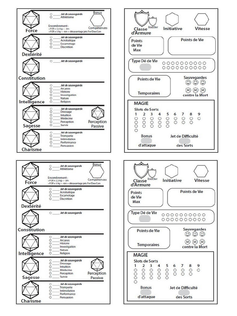 Mini Fiches PNJ | PDF