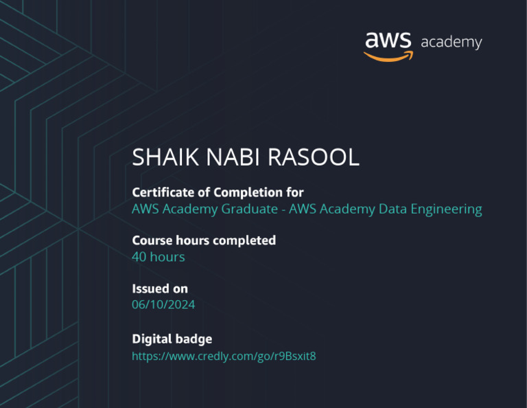 AWS Academy Data Engineering Badge | PDF