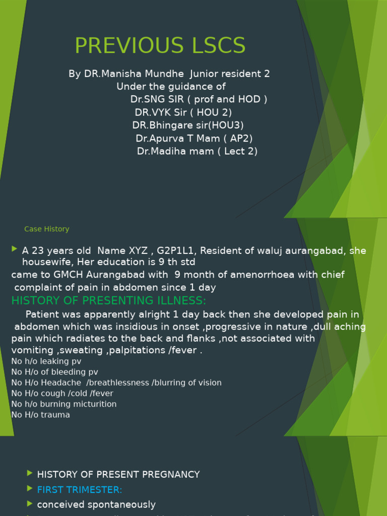 PREVIOUS LSCS - PPTX Finallllllll | PDF | Pregnancy | Uterus