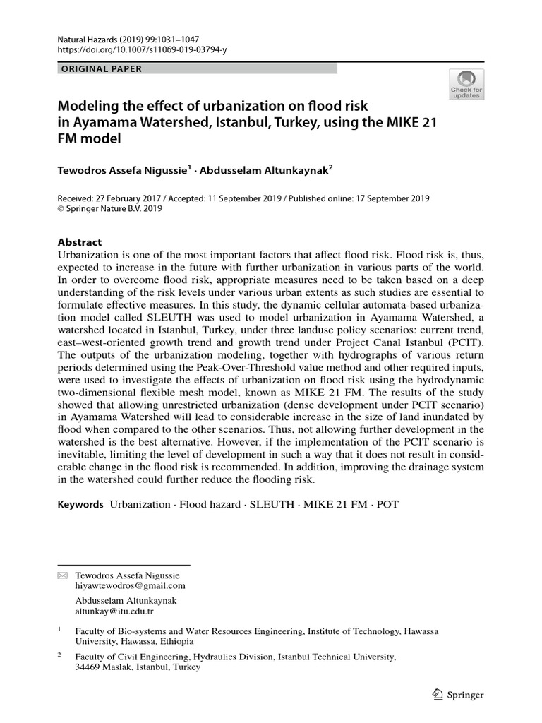 Modeling The Effect Of Urbanization On Flood Risk In Ayamama Watershed