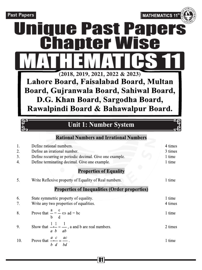 1st Year Math Past Paper 2024 | PDF