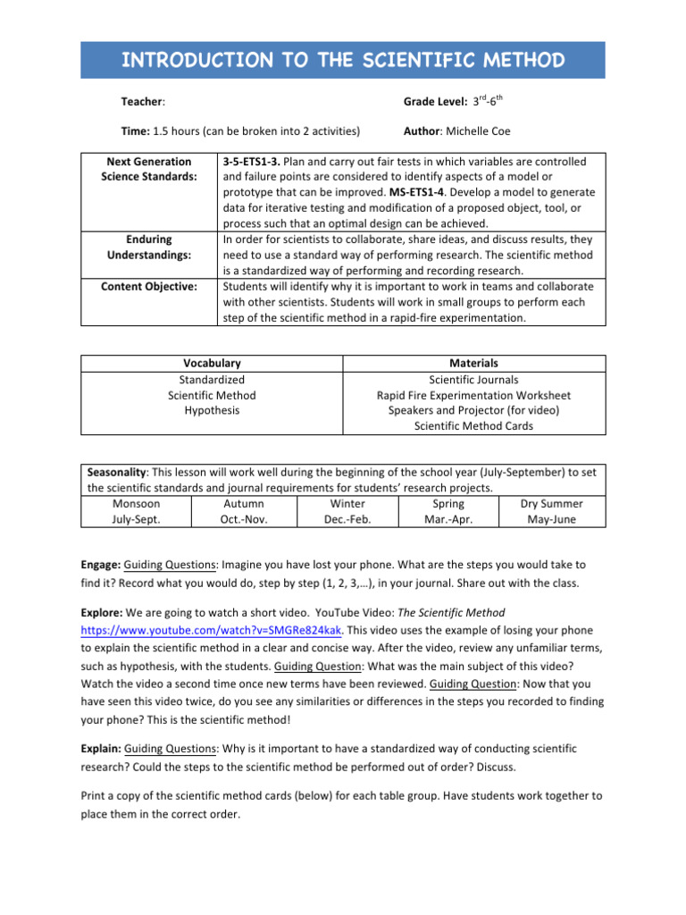 Introduction To The Scientific Method - 1 - 1 | PDF | Experiment ...