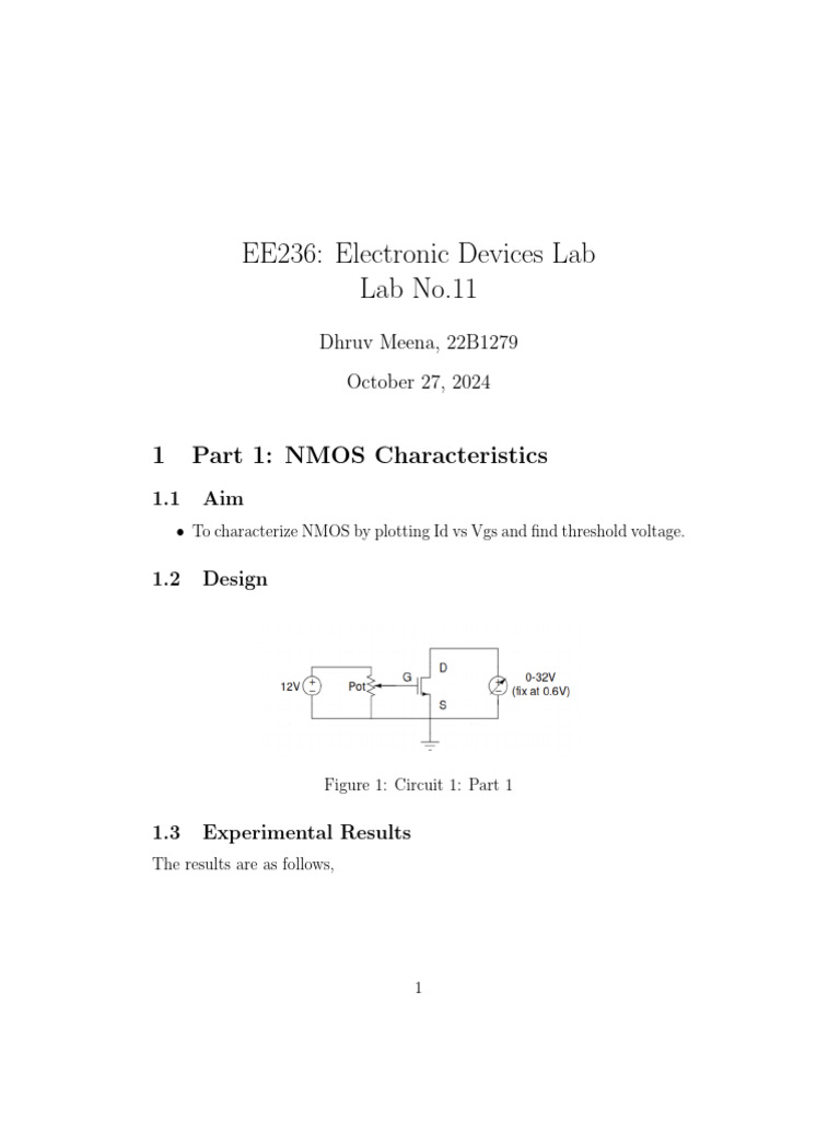 NMOS Characteristics & Mobility Lab | PDF