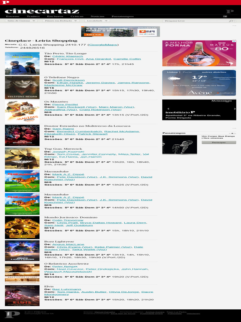 Cineplace - Leiria Shopping - Cinecartaz | PDF