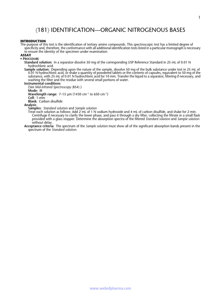 Identification of Organic Nitrogen Bases | PDF | Spectroscopy ...