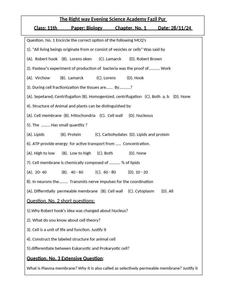 Class 11 Biology Chapter1 | PDF