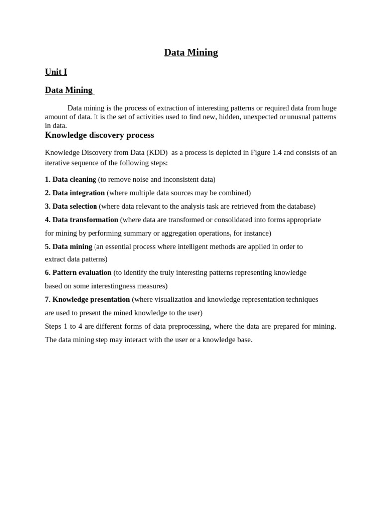 Bca DM Unit I | PDF | Data Compression | Data Mining