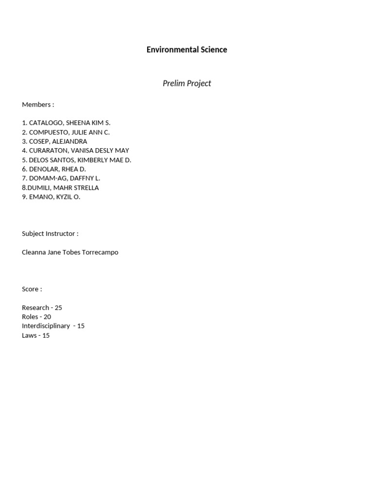 Environmental Science Project | PDF | Ecology | Ecosystem