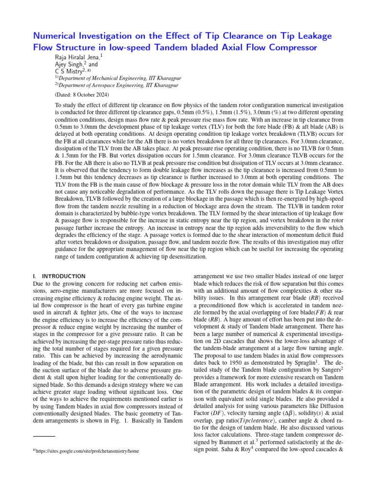Research Paper Tip Leakage Flow Updated | PDF | Vortices | Turbine