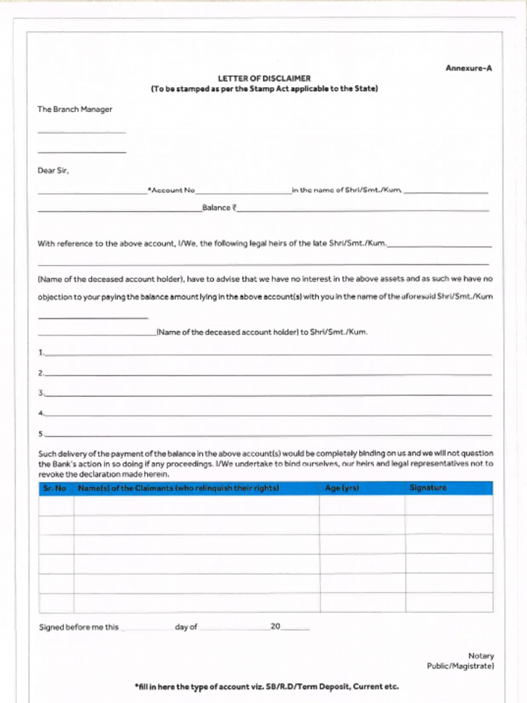 Letter of Disclaimer_Annexure A | PDF