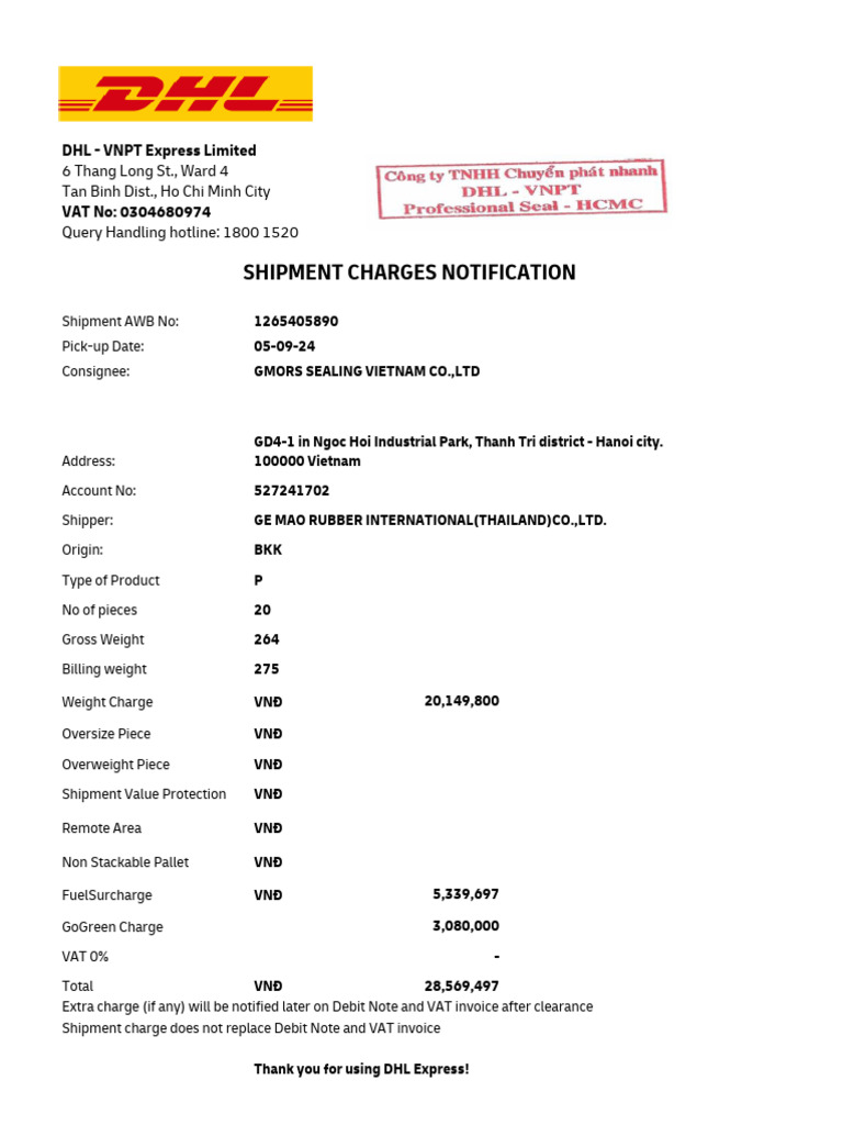 Shipment Charges Notification | PDF