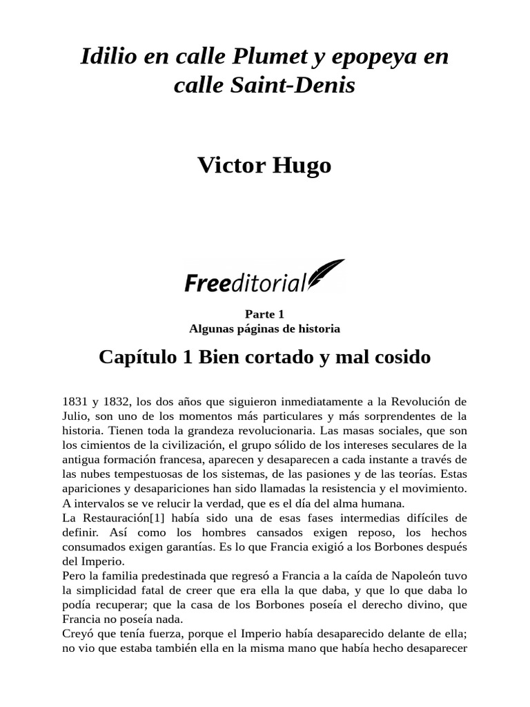 Idilio en Calle Plumet y Epopeya en Calle Saint-Denis | PDF | Cosette