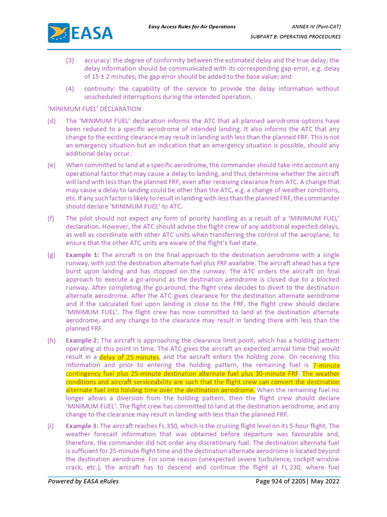 EASA Minimum Fuel | PDF | Air Traffic Control | Aviation