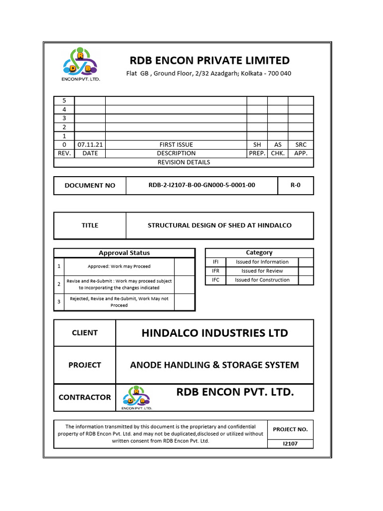 RDB 2 I2107 B 00 Gn000!5!0001 00 - Structural Design Calculation of New STRL Shed - r0 | PDF ...