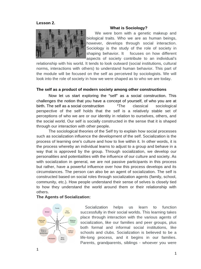 The Social Construction of Self | PDF | Socialization | Sociology