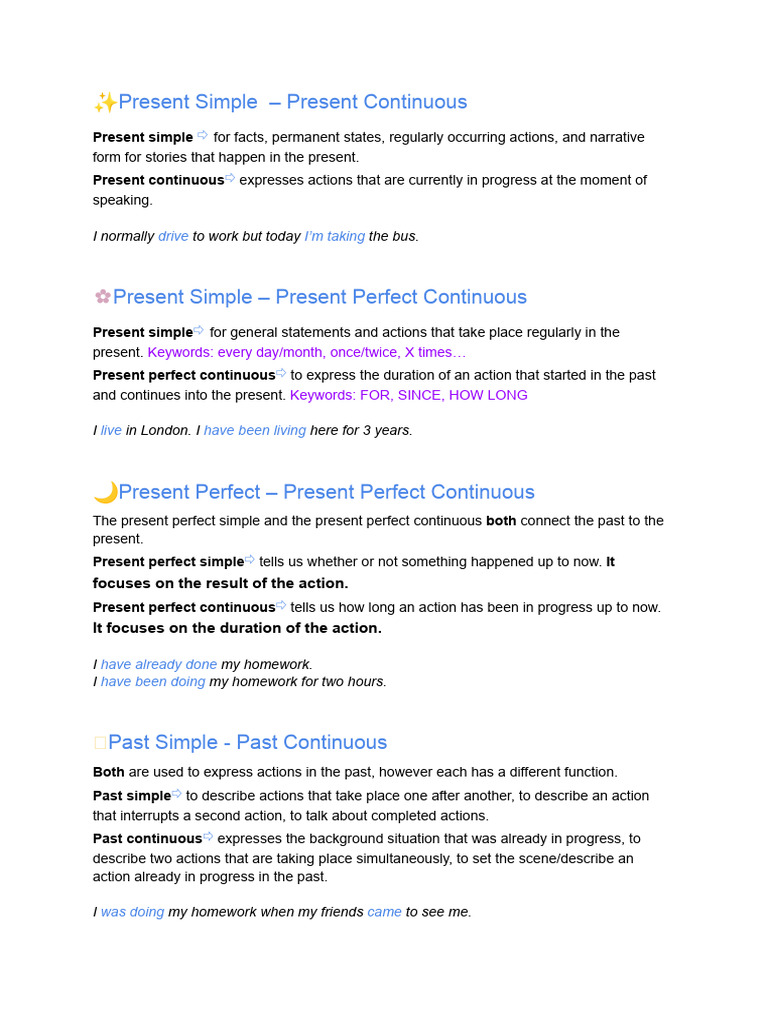 All Verb Tenses Revision and Exercises | PDF | Linguistics | Grammar