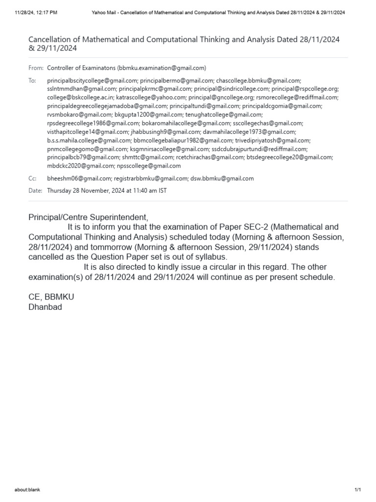 Cancelled Exam. | PDF