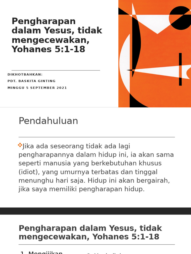 Pengharapan Dalam Yesus, Tidak Mengecewakan, Yohanes | PDF