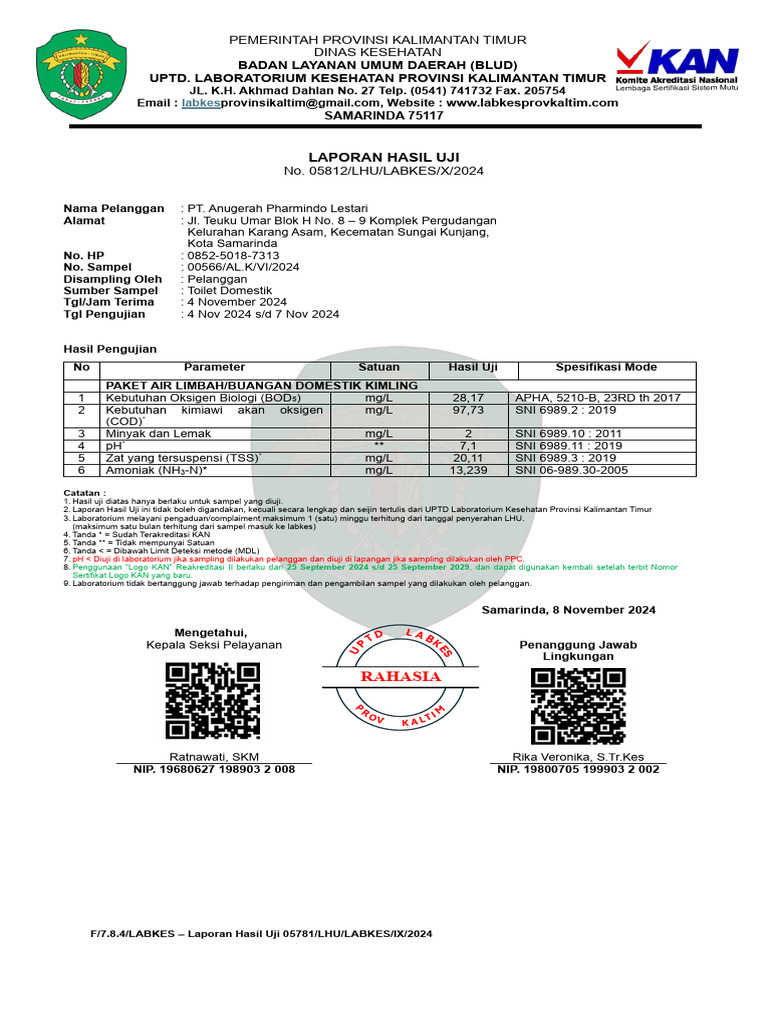 Contoh Hasil Lab Nov | PDF