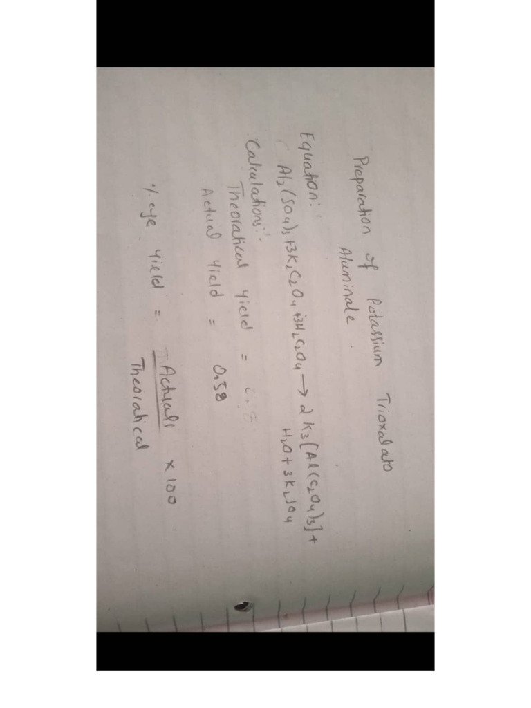 Potassium Trioxalaoto Aluminate Alishba | PDF