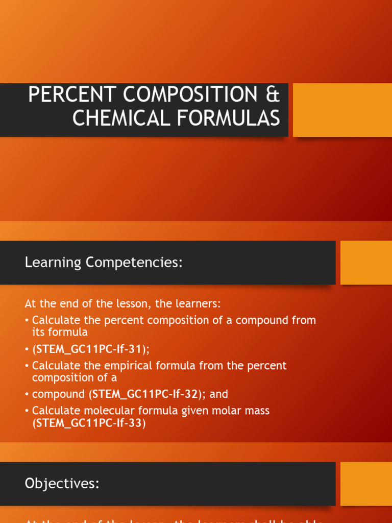 8 Percent Comp. & Chemical Formula | PDF | Mole (Unit) | Chemistry