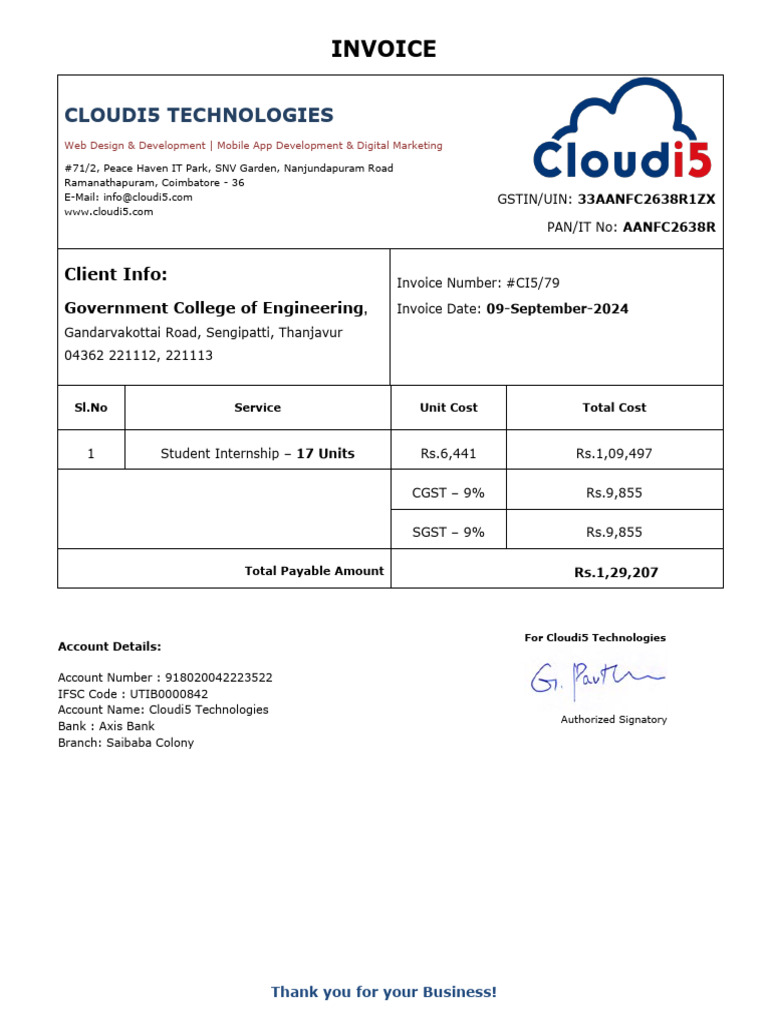 Invoice-#79 - Government College of Engineering Thanjavur Student ...