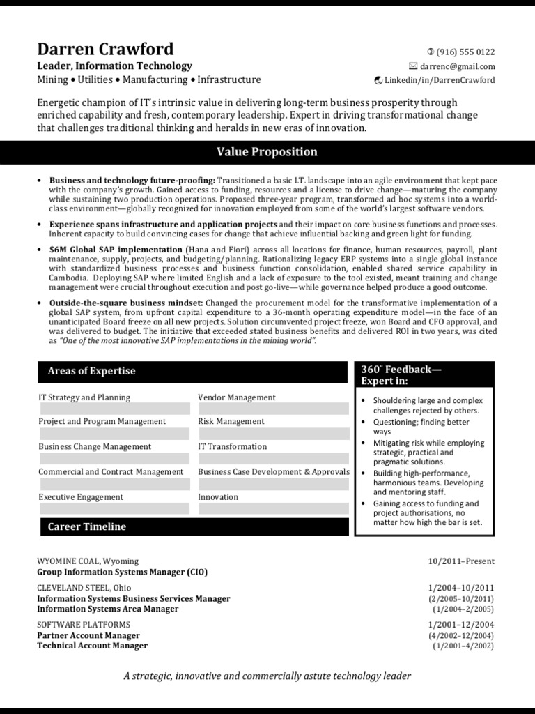 CDI CARW IT Manager Sample Resume | PDF | Mergers And Acquisitions ...