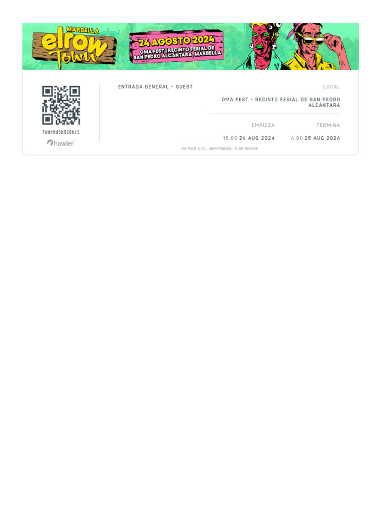 Ticket - Elrow Town Marbella - T423MC5Z6VPKM1EK | PDF