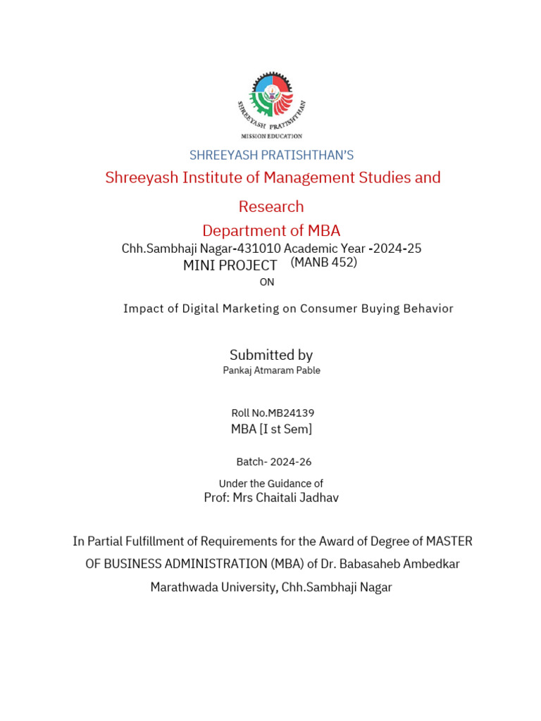 Mini Project - PDF - 20241122 - 210929 - 0000 | PDF | Digital Marketing ...