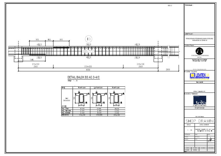 Detail Balok B3 AS 3-4/C Fasilkom UI | PDF