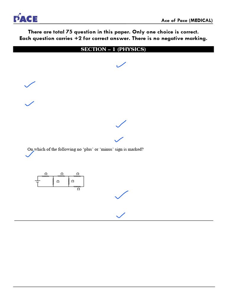 Ace of Pace Medical Exam Questions | PDF | Sodium | Force