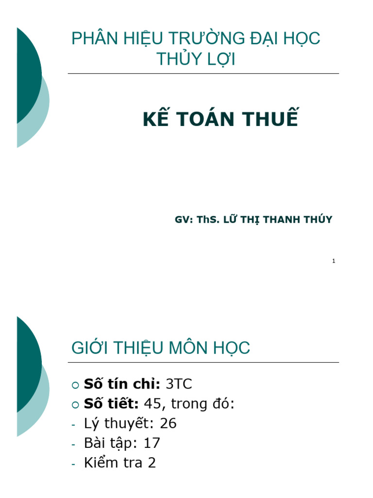 Chuong 1 - Tong Quan Ve Thue Va Ke Toan Thue | PDF