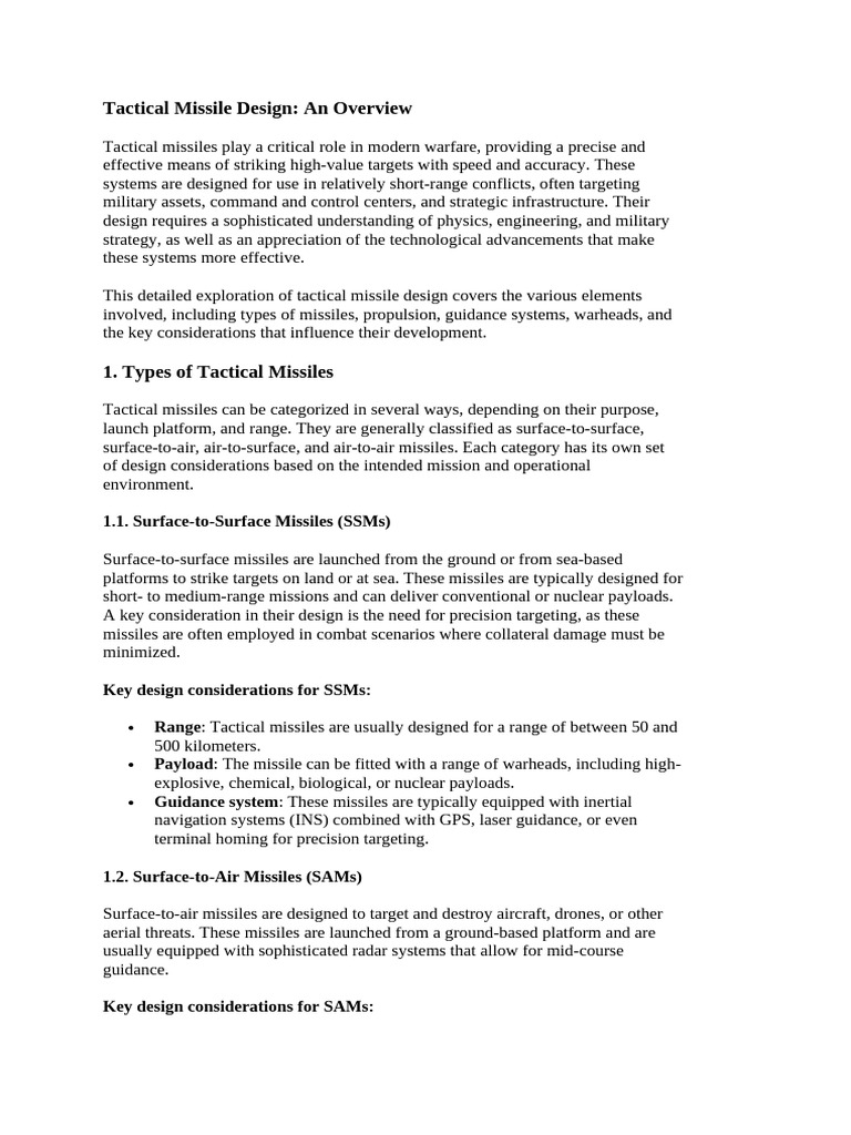 Tactical Missile Design Overview | PDF | Missile | Nuclear Weapons