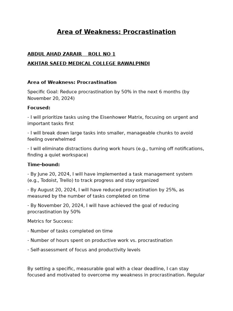 Area of Weakness | PDF