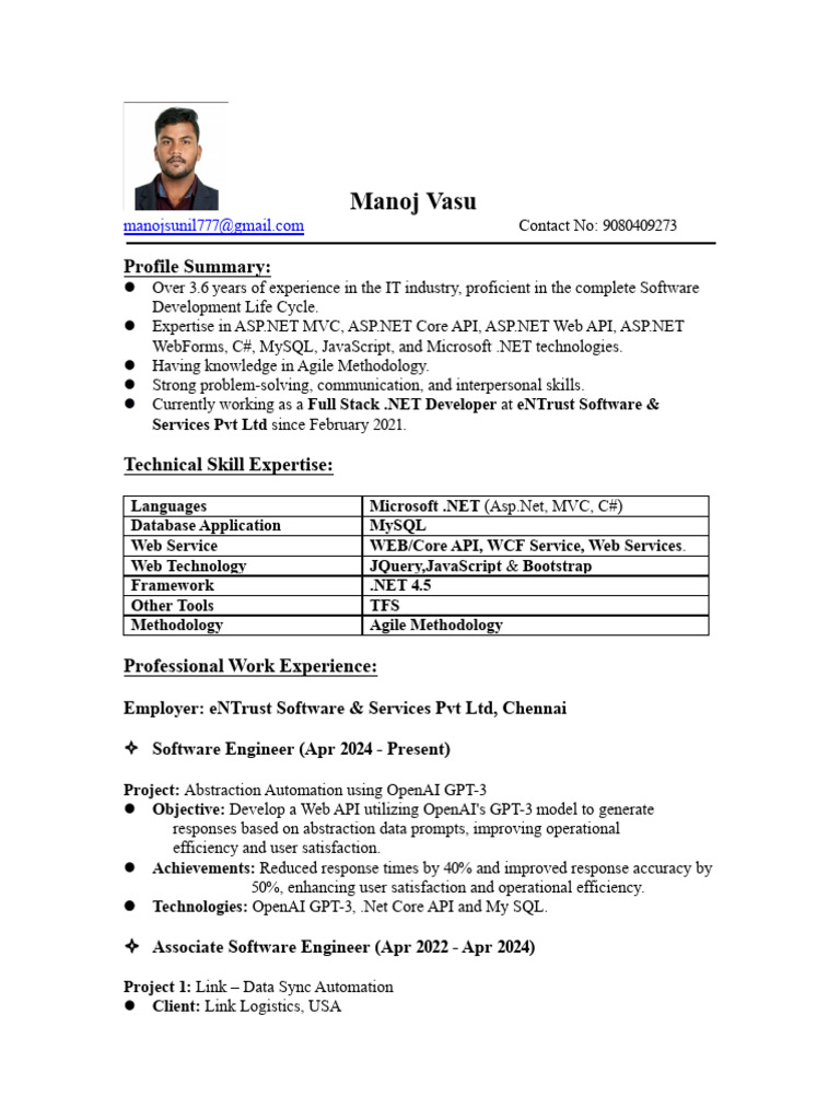 Manoj V - 3.8years | PDF | J Query | My Sql