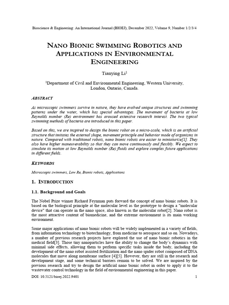 Nano Bionic Swimming Robotics Andapplications in ...
