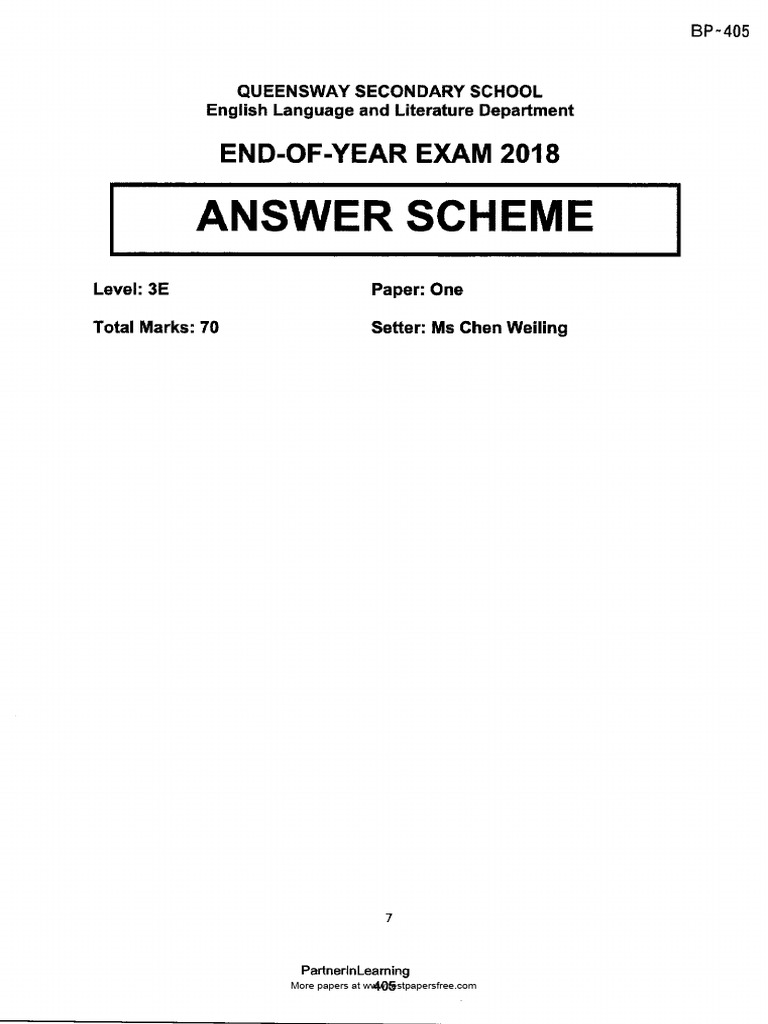 Sec3 2019 English Paper1 Writing MarkScheme Comments | PDF