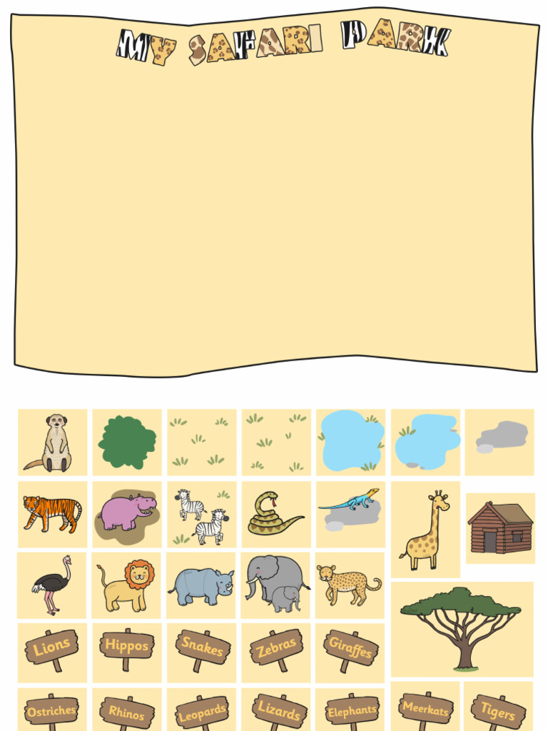 Safari Park Map Cut and Stick Activity | PDF
