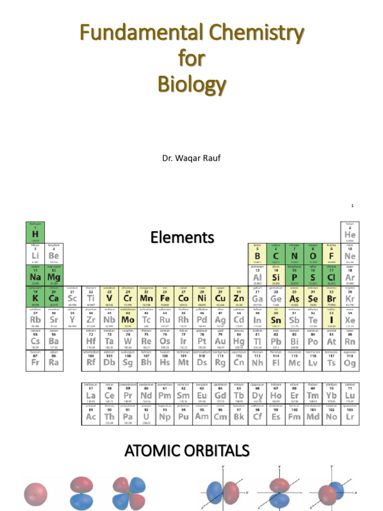 Fundamental Chemistry For Biology: Dr. Waqar Rauf | PDF