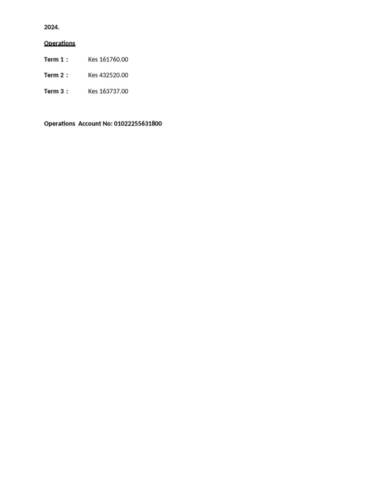 Kes 161760.00 Kes 432520.00 Kes 163737.00: 2024. Operations Term 1: Term 2: Term 3 | PDF